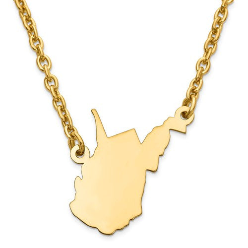 14K Gold or Sterling Silver West Virginia WV State Name Necklace Perso ...